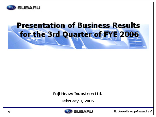 Fuji Heavy Industries Ltd. - Presentation of Interim Business Results ...